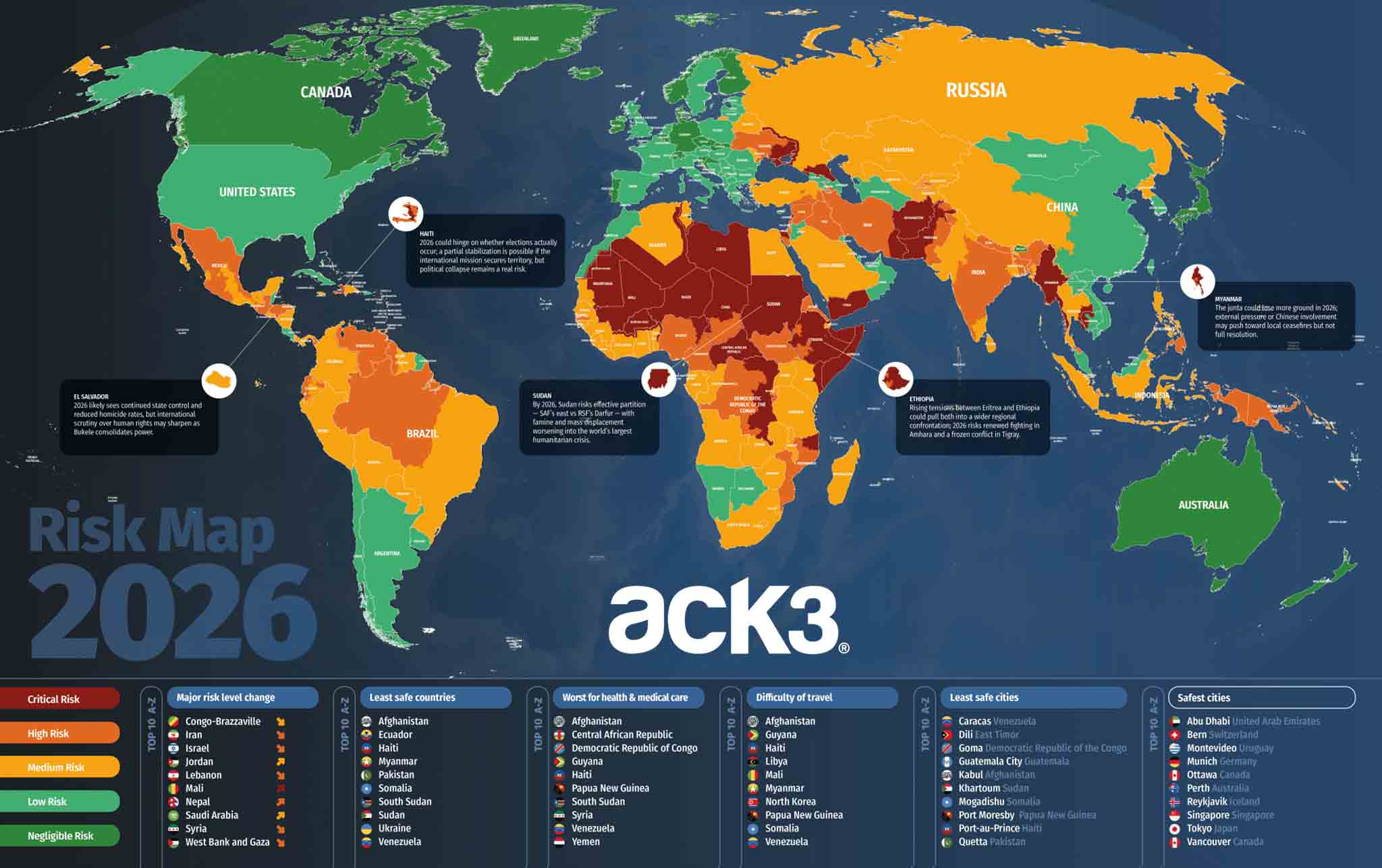 ACK3 Global Risk Map 2026 2025 • Safety and travel insights